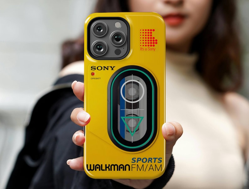 Sony Walkman Sport iPhone Case – Retro Yellow Cassette Player Design ...