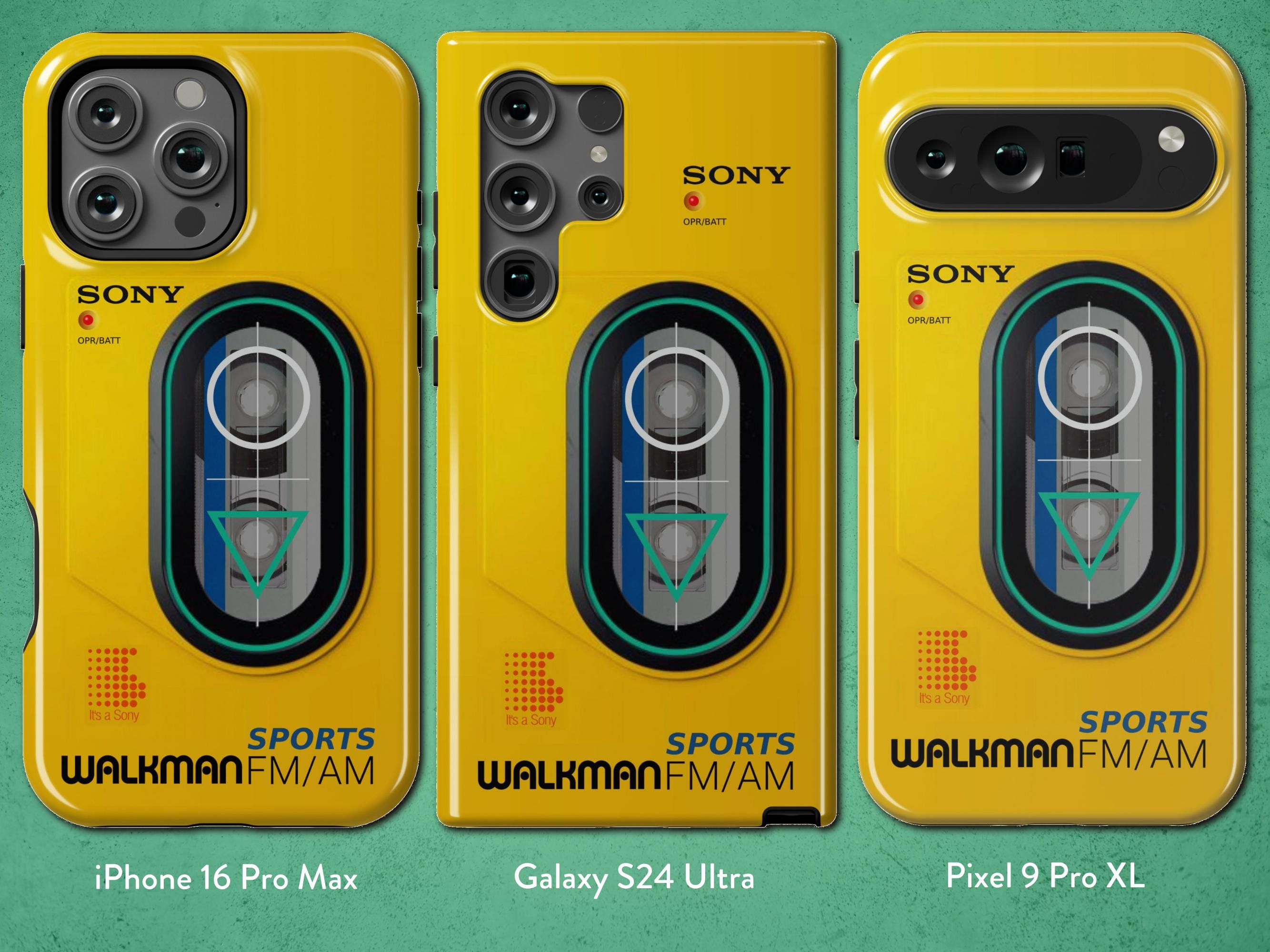 Retro Vintage Yellow Walkman, Apple iPhone 17,16,15,14,13,12,11,X,SE ...