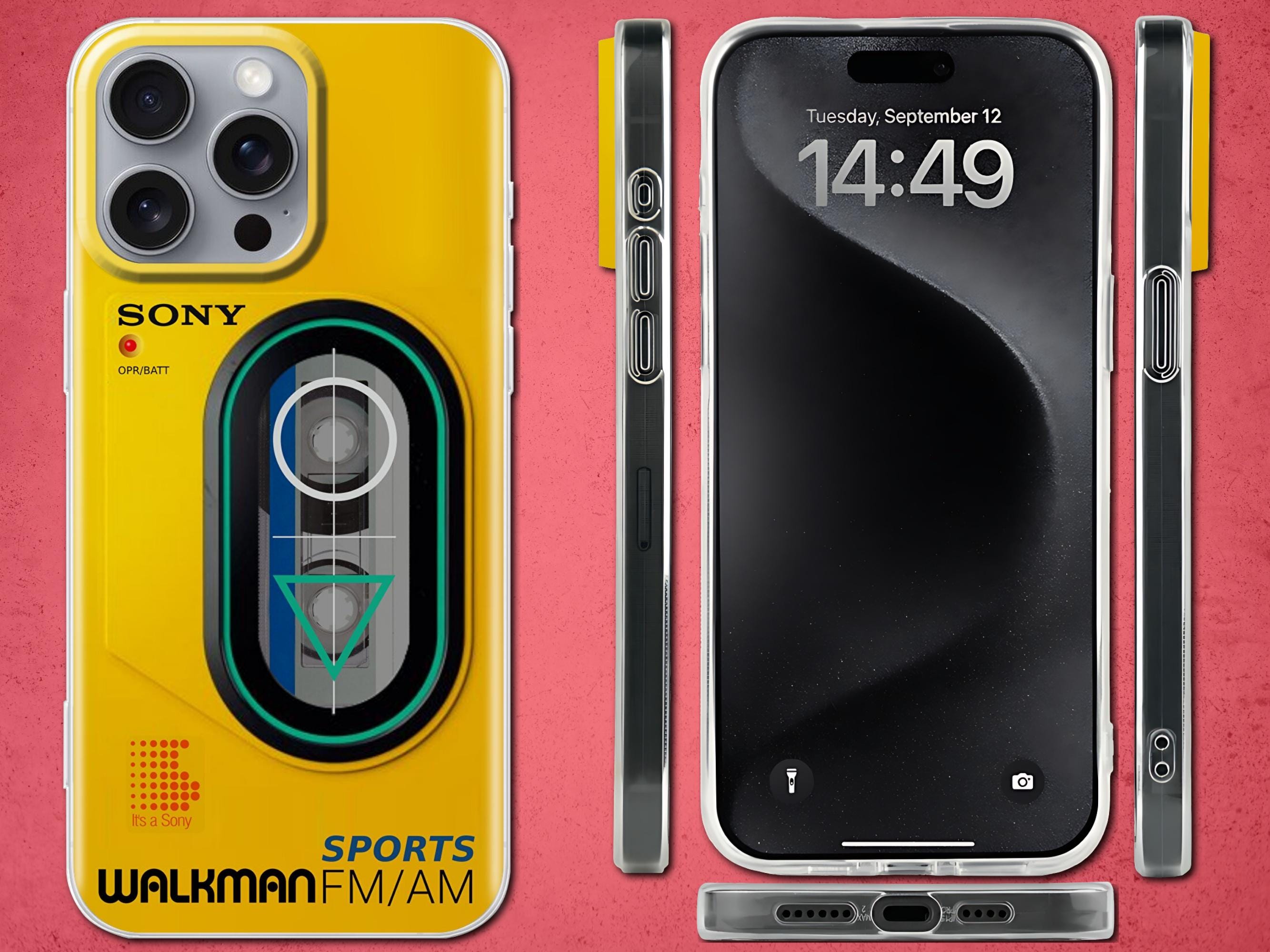 80's Retro Walkman Sport Illustration, iPhone Flexible Gel Soft Grip ...