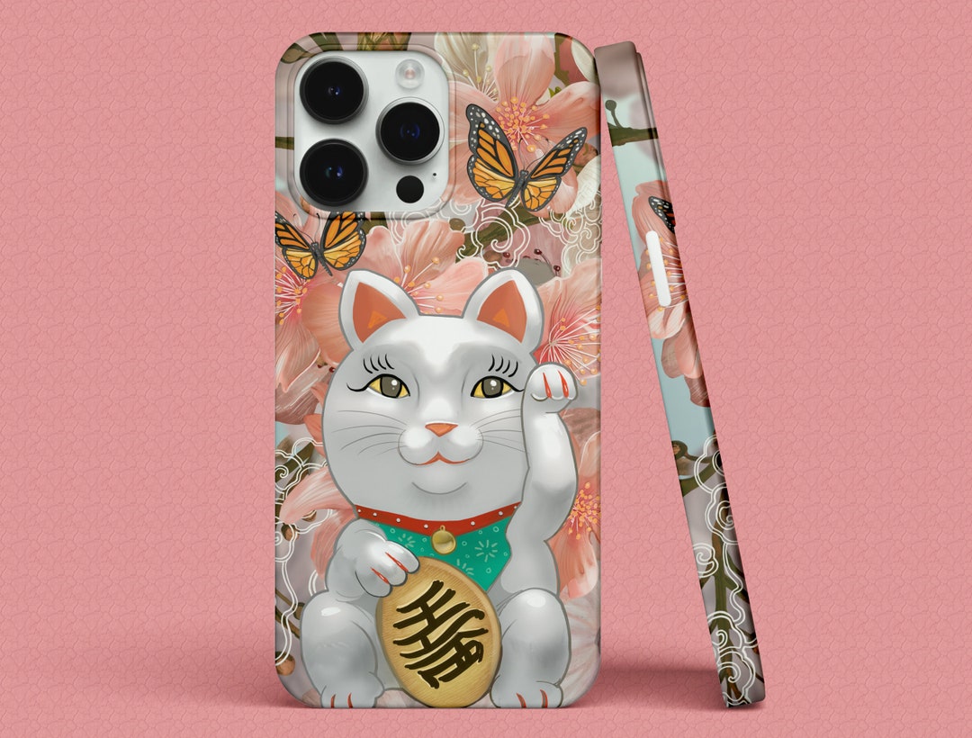 Japanese Maneki Neko Lucky Cat Figurine Illustration iPhone Case ...