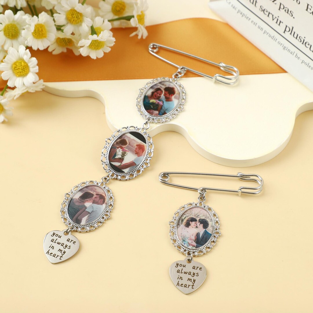 Customized Photo and Text Bouquet Charm,memorial Bridal Bouquet Charm ...