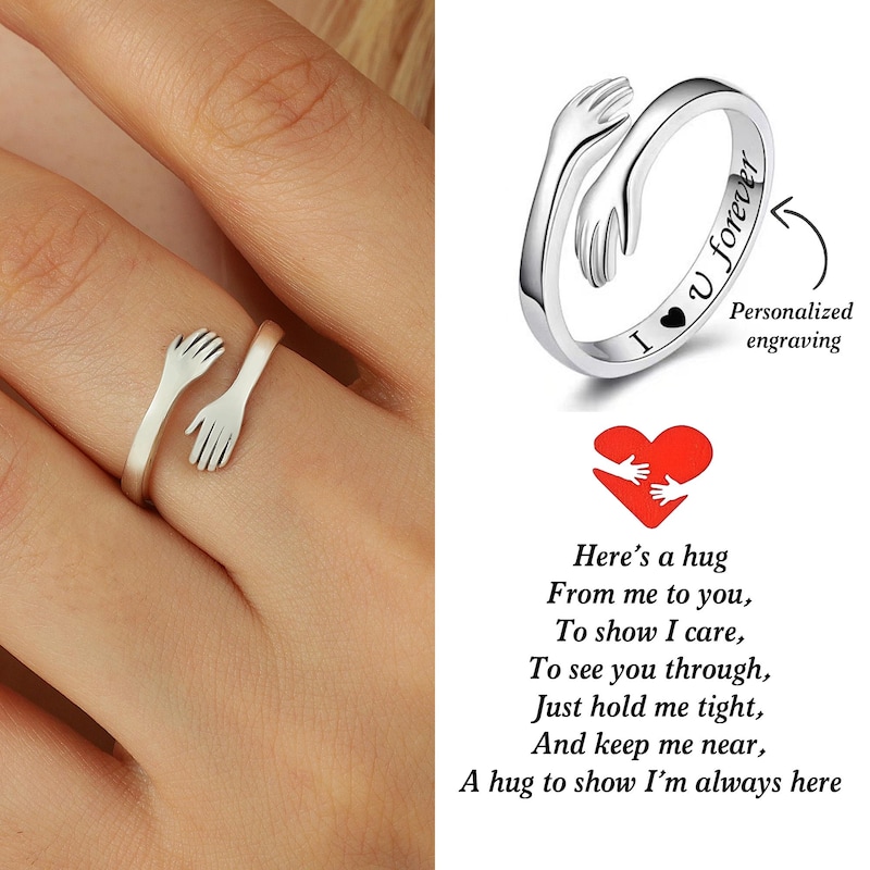 Silver Hug Ring Daughter - Etsy