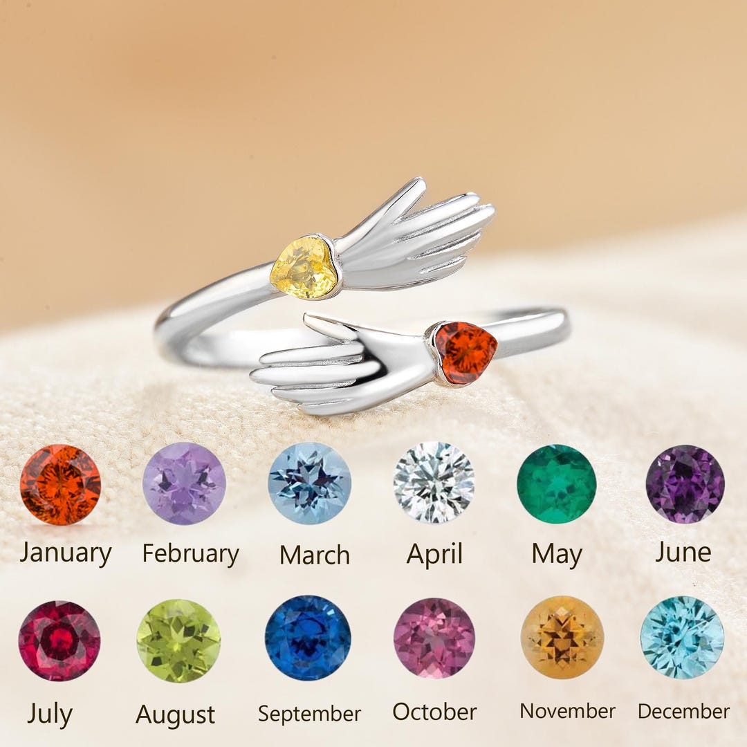 Personalization Birthstone Hug Ring,s925 Silver Hug Ring,mother ...