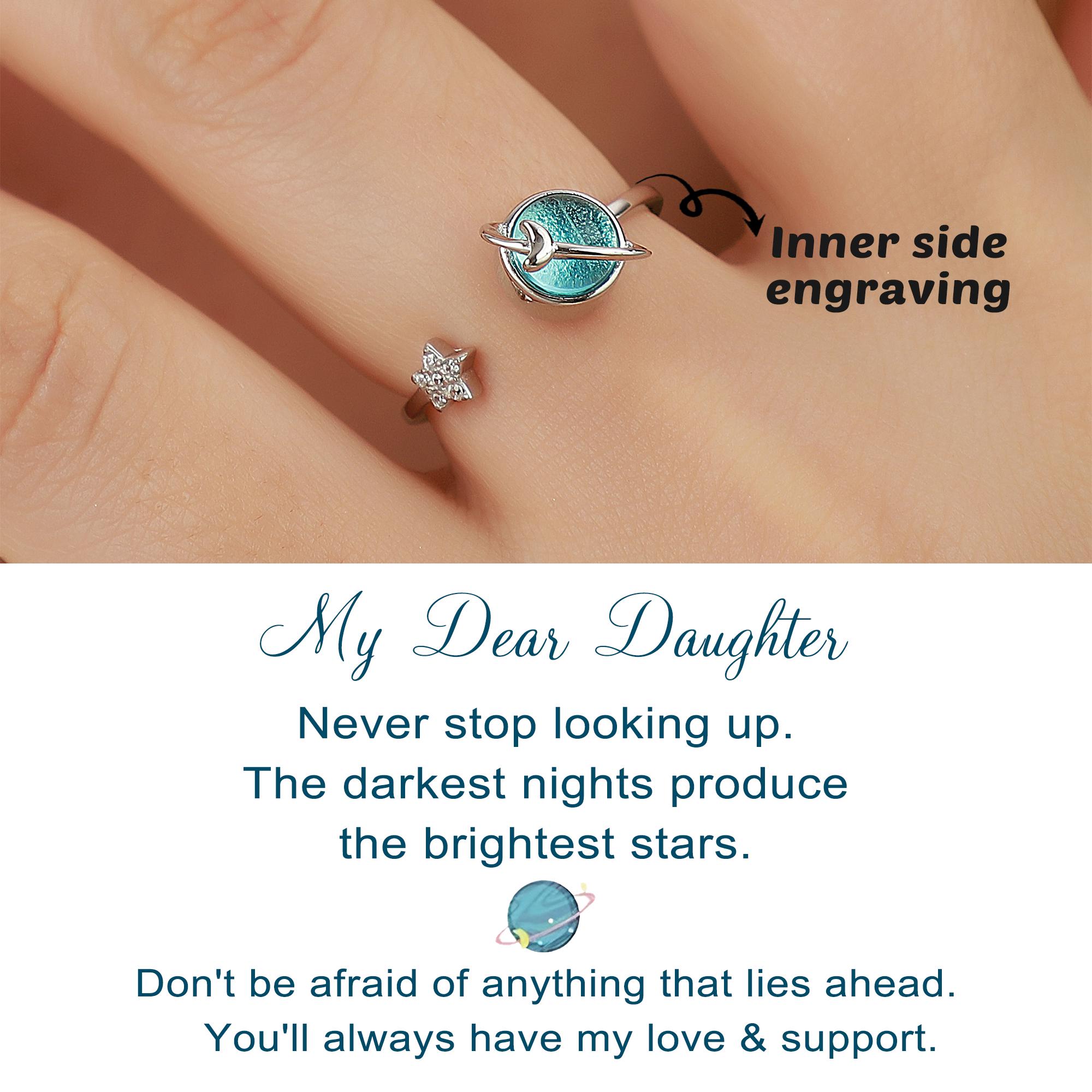 Don't Be Afraid Spinning Star Fidget Ring,adjustable Galactic Blue ...