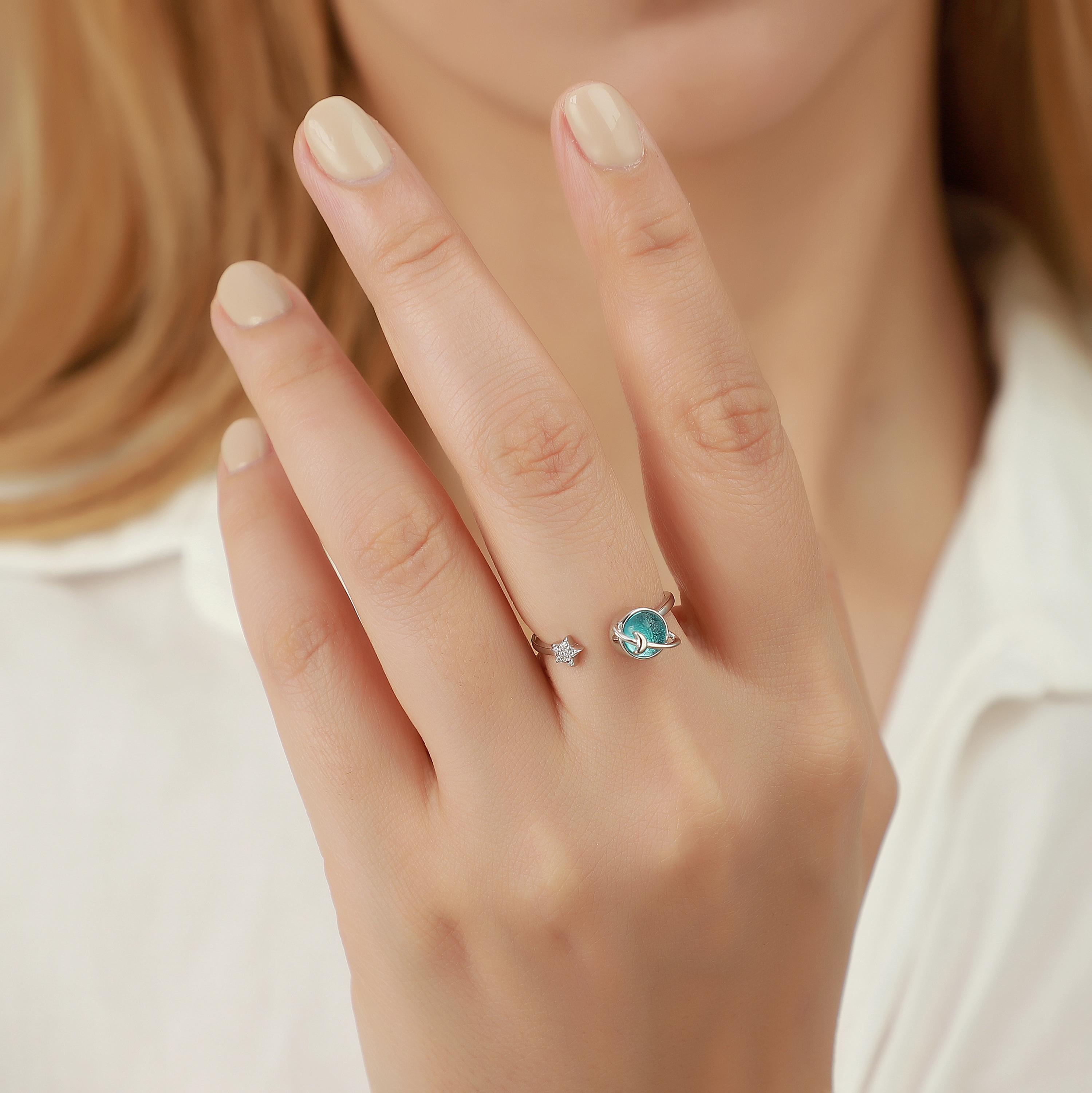 Don't Be Afraid Spinning Star Fidget Ring,adjustable Galactic Blue ...