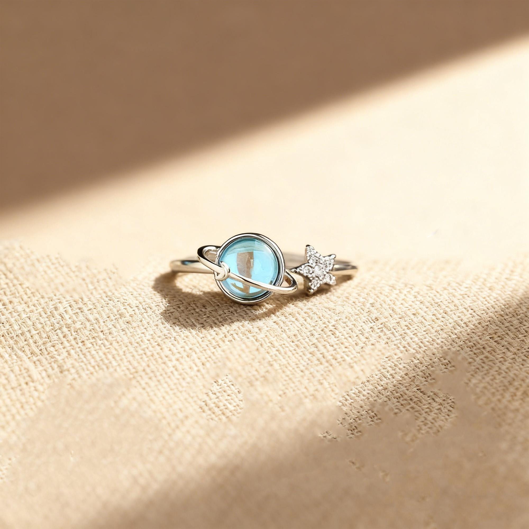 Don't Be Afraid Spinning Star Fidget Ring,adjustable Galactic Blue ...