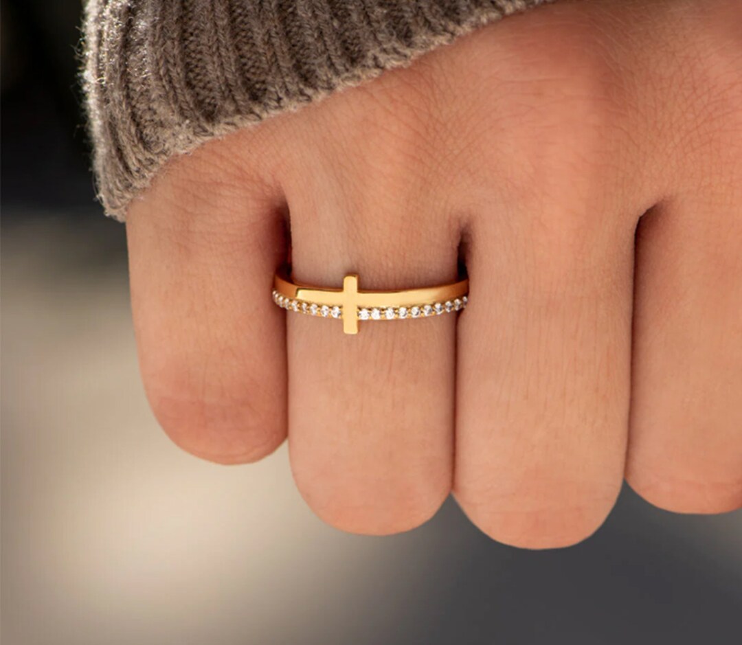 For My Daughter,prayer Cross Ring,gold Ring With Diamonds,cubic ...