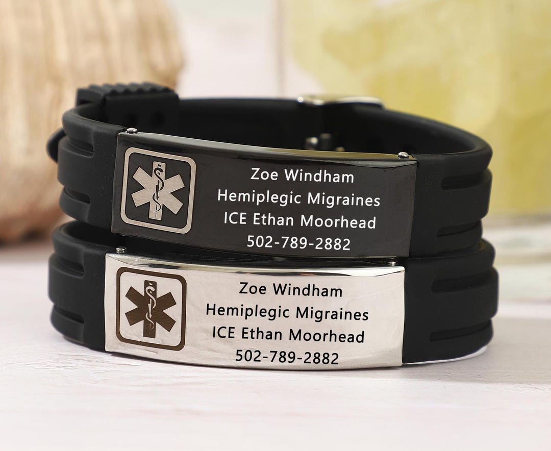 Personalized Silicone Medical Alert Bracelet,custom ID Bracelet,sports ...