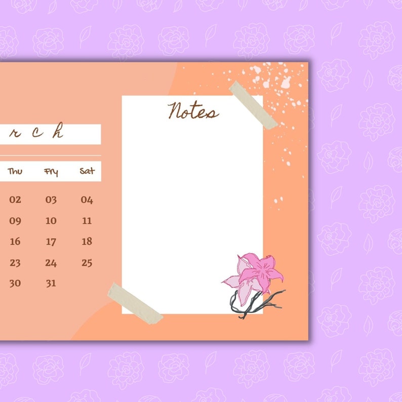 2023 Calendar Printable | Flower Theme | - Etsy