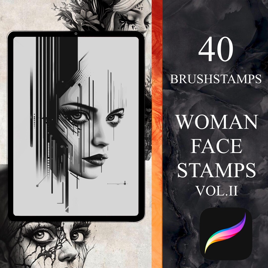 40 Woman Face Stamps Vol.2 Designs for Procreate | Procreate Tattoo ...