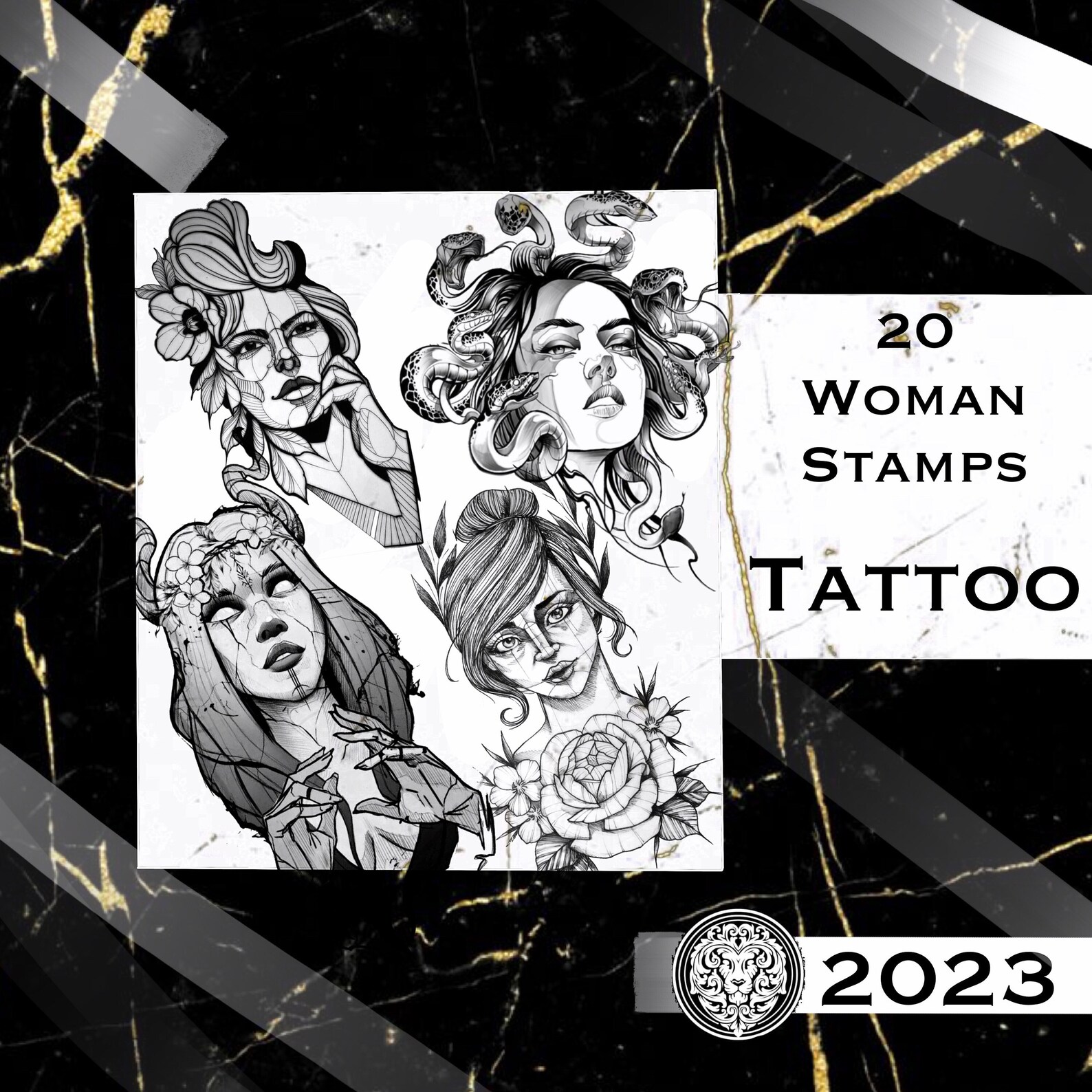 20 Woman Face Stamps Designs for Procreate Procreate Tattoo Stamps ...