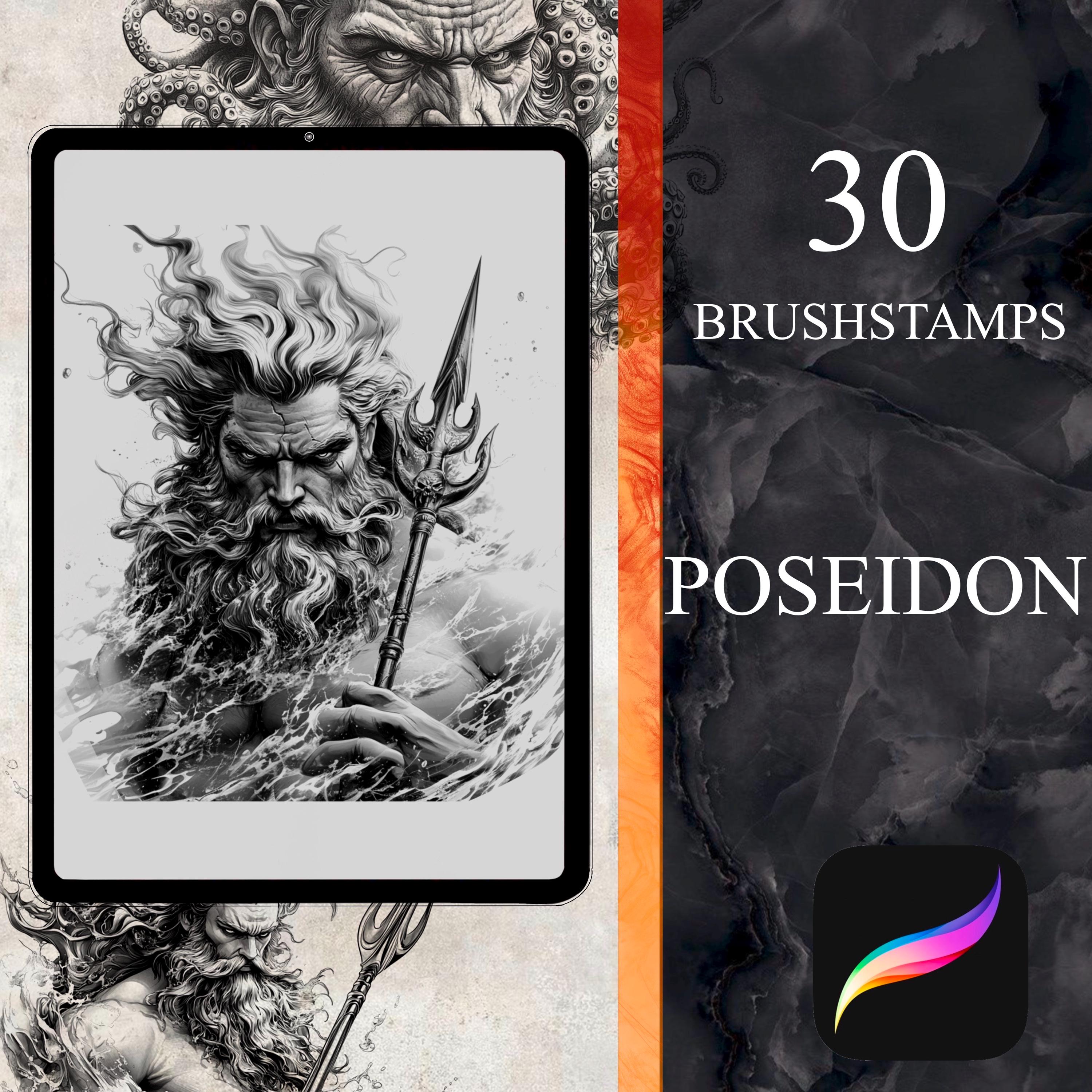 30 Poseidon Stamps Designs for Procreate | Procreate Tattoo Stamps ...
