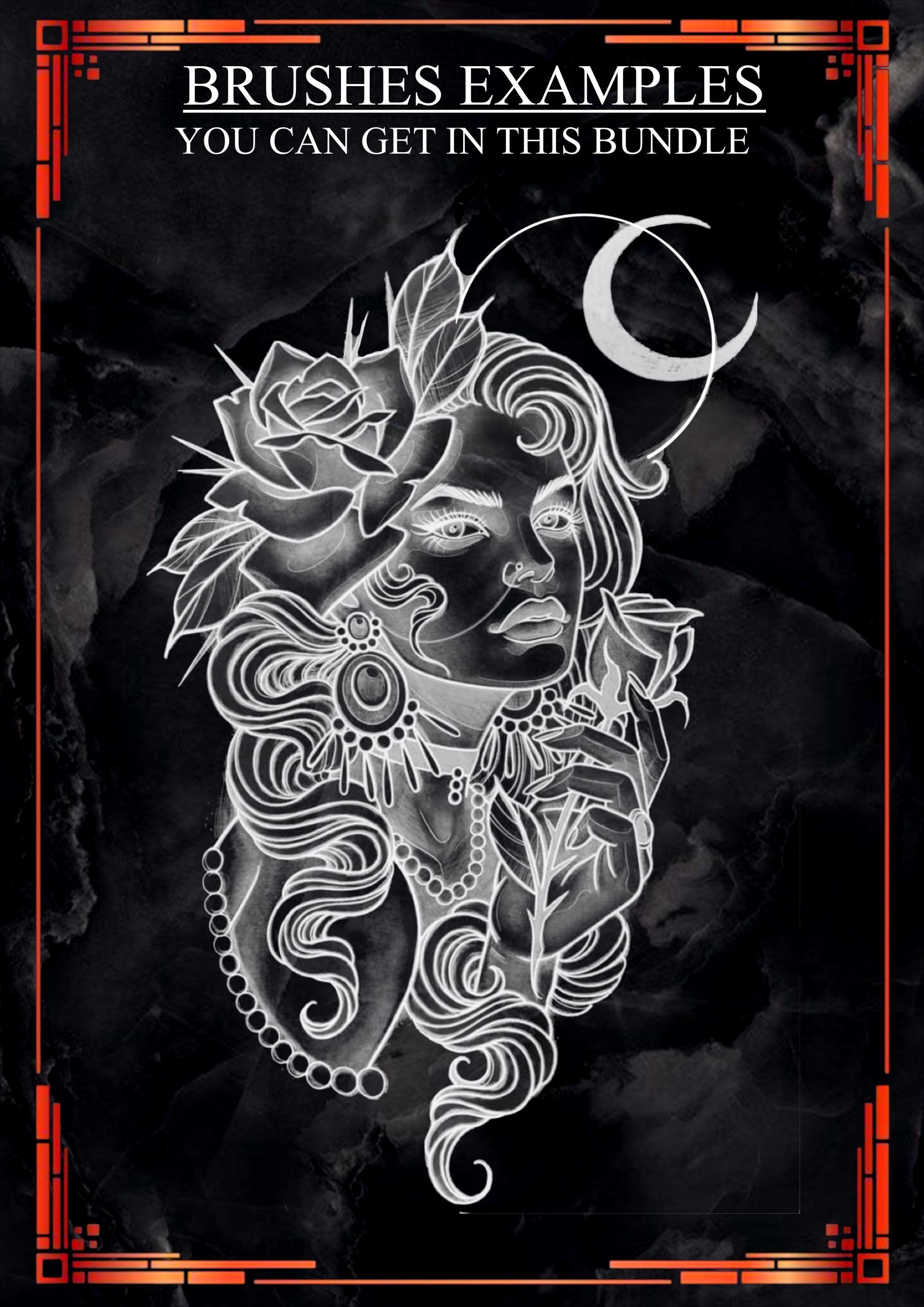 20 Woman Face Stamps Designs for Procreate | Procreate Tattoo Stamps ...