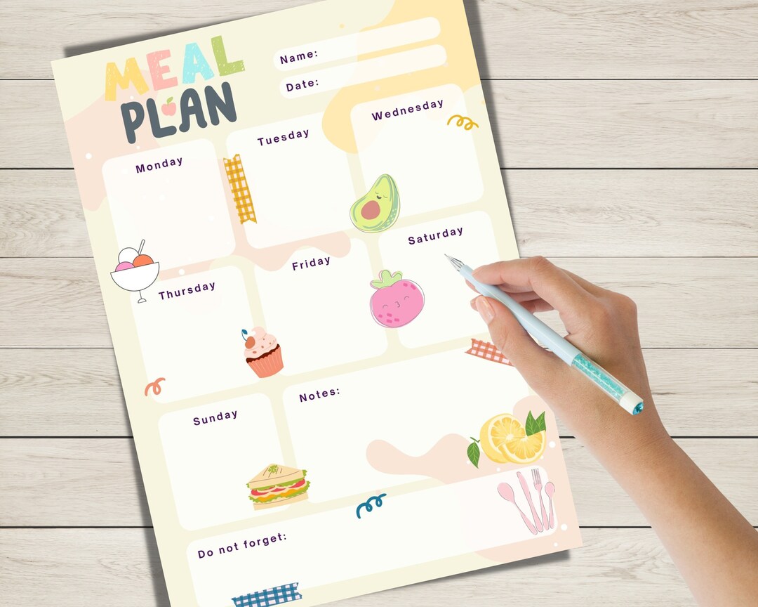 Kids Meal Planner, Weekly Meal Planner Printable, Daily Meal Planner ...