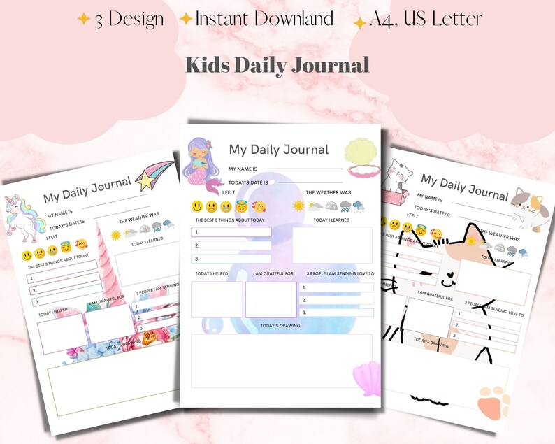 Kids Daily Journal Printable, Daily Planner for Kids, Digital Prints ...