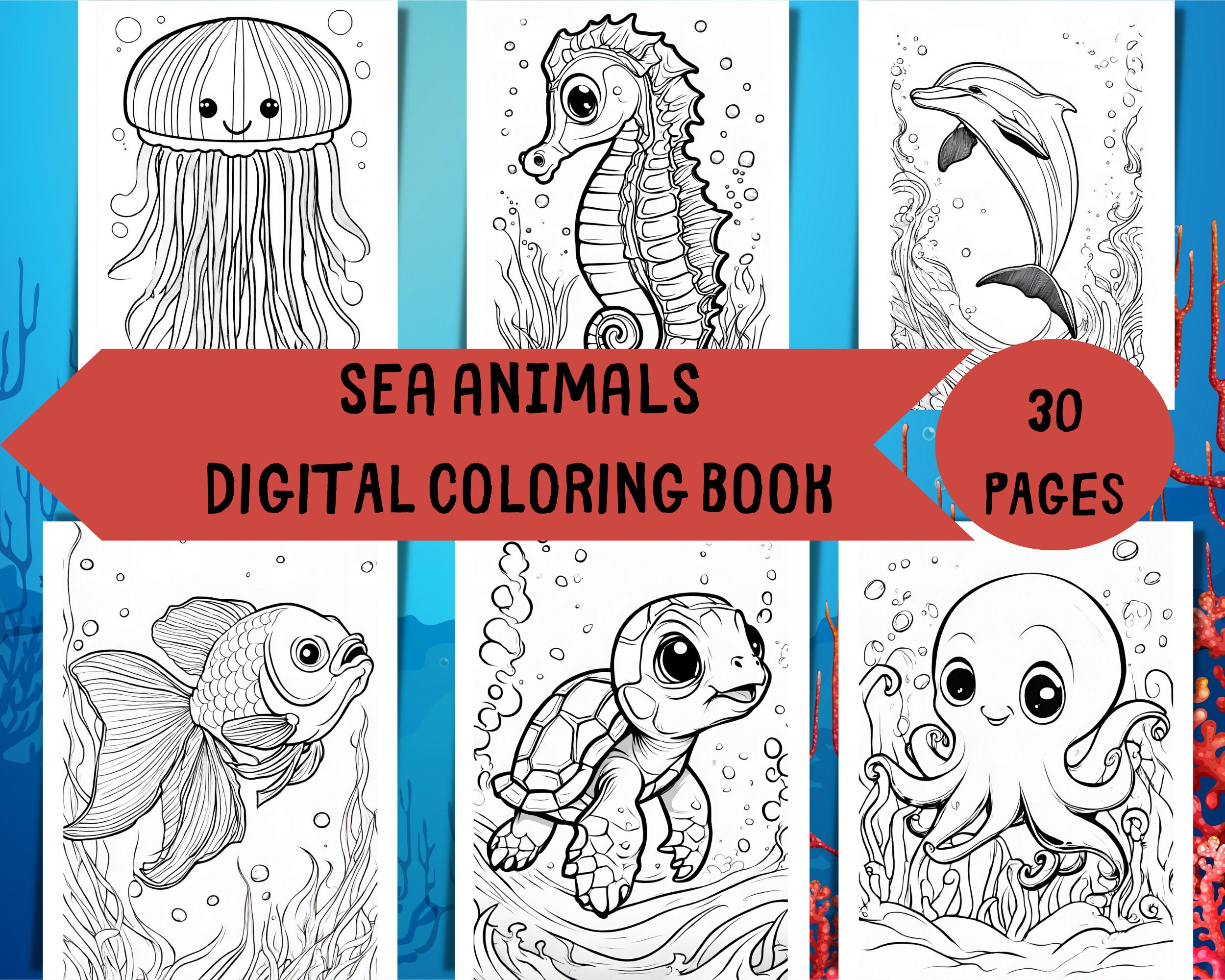 Sea Animal Coloring Pages Printable Animals Coloring Pages for Kids 30 ...