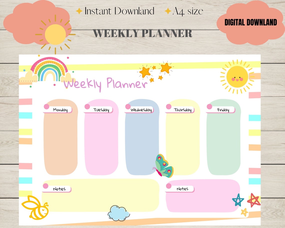 Kids Weekly Planner Kids Meal Planner Homeschool Planner - Etsy