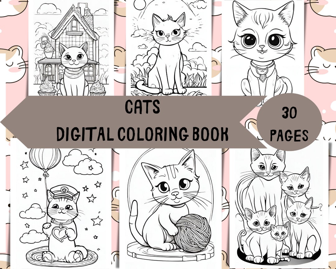 Cat Coloring Page Animal Coloring Pages Animals Coloring Book for Kids ...