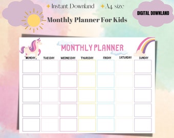Kids Weekly Planner, Rainbow Daily Planner, Homeschool Planner, Kids ...