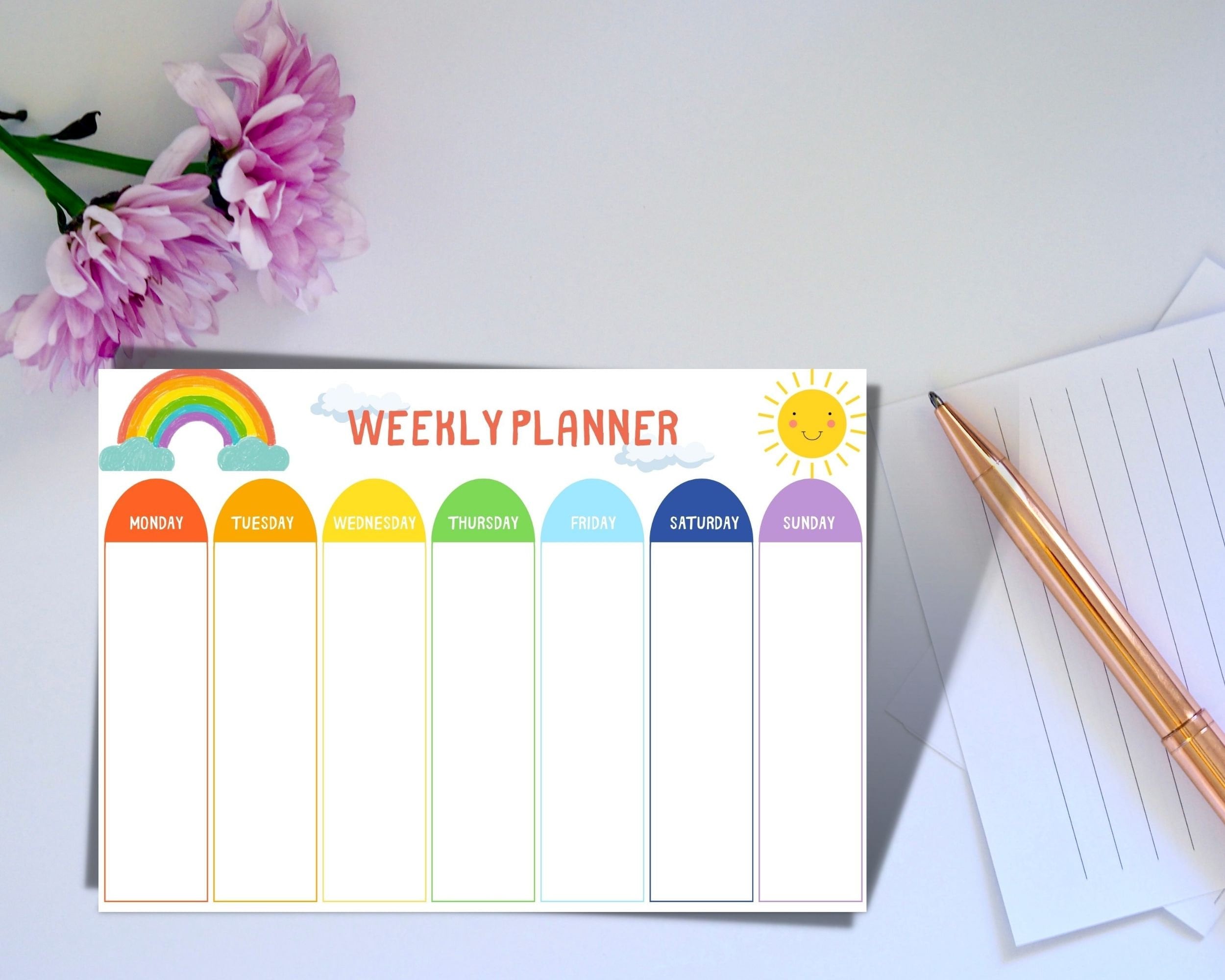 Kids Weekly Planner, Rainbow Daily Planner, Homeschool Planner, Kids ...