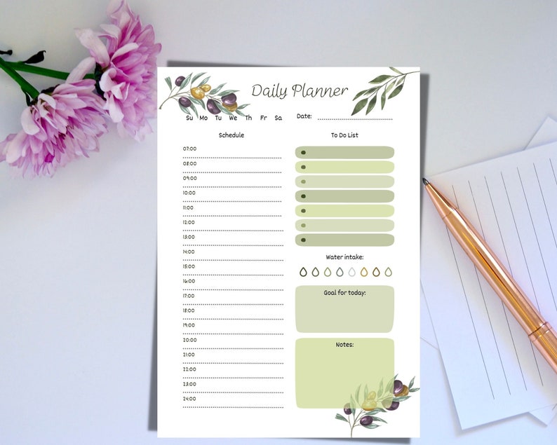 Daily Planner Printable to Do List Vertical, Daily Schedule Planner ...