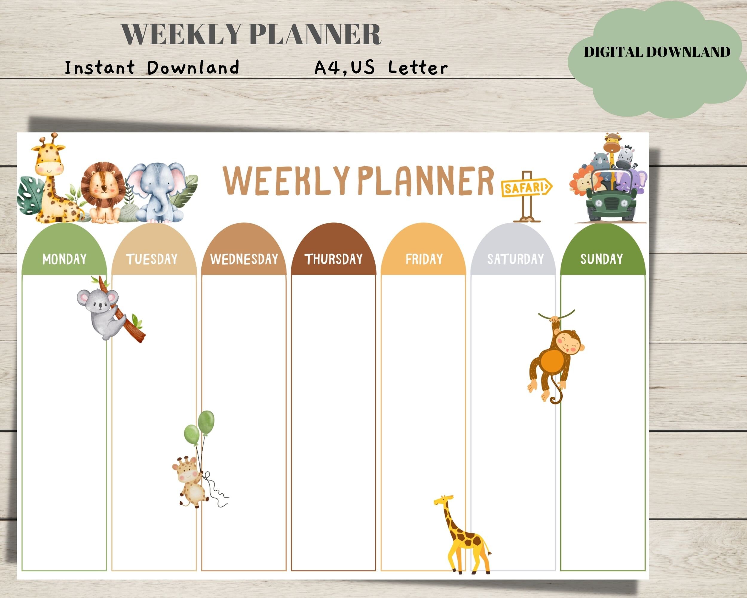 Kids Weekly Planner, Kids Meal Planner, Homeschool Planner, Kids ...