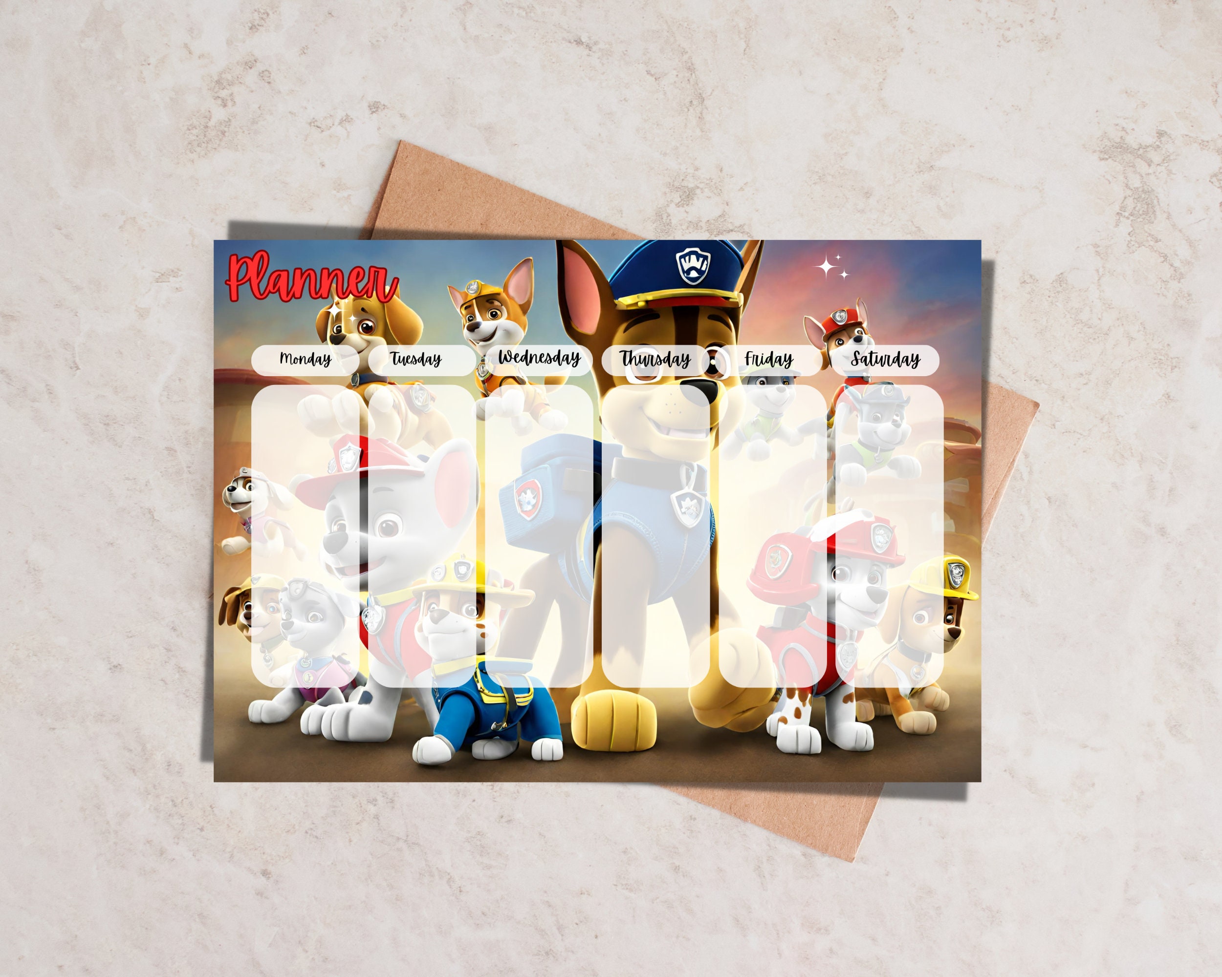 Pawpatrol Kids Planner Printable Weekly Planner Puppy Dog - Etsy