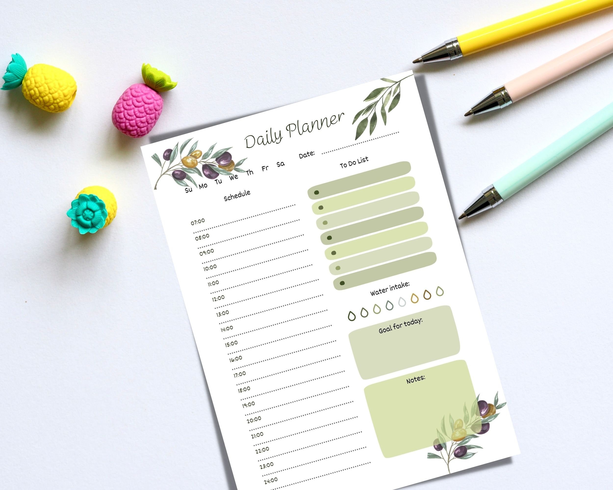 Daily Planner Printable to Do List Vertical, Daily Schedule Planner ...