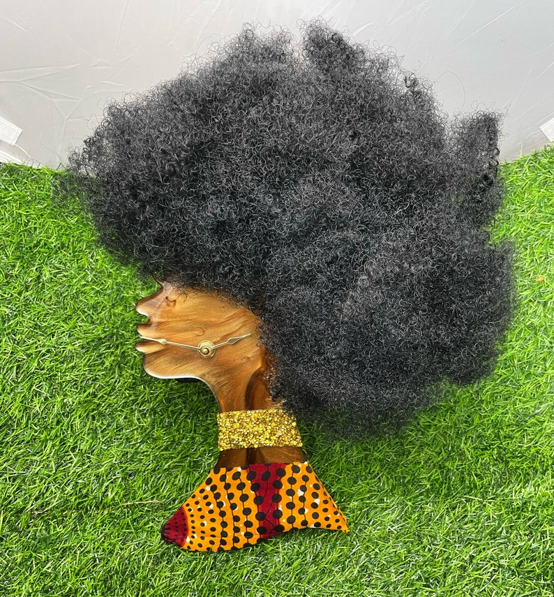 Afrocentric Lady Themed Clock Resin Clock Black History Decor Afro Lady ...