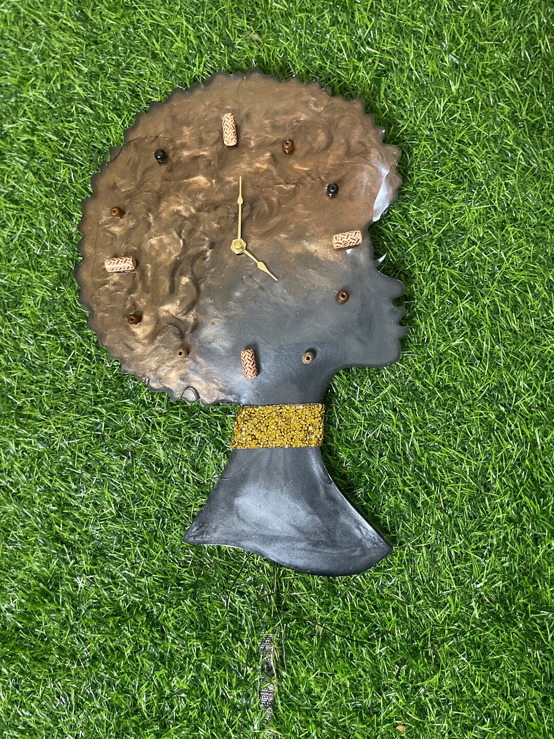 Afrocentric Lady Themed Clock Resin Clock Black History Decor Afro Lady ...