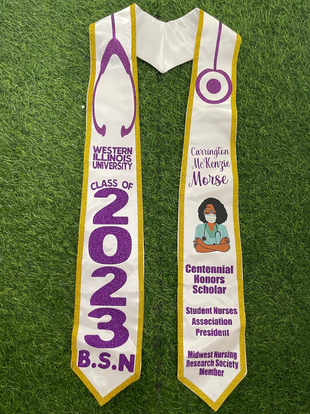 Custom Rhinestone Graduation Cap Topper and Custom Graduation Stole ...