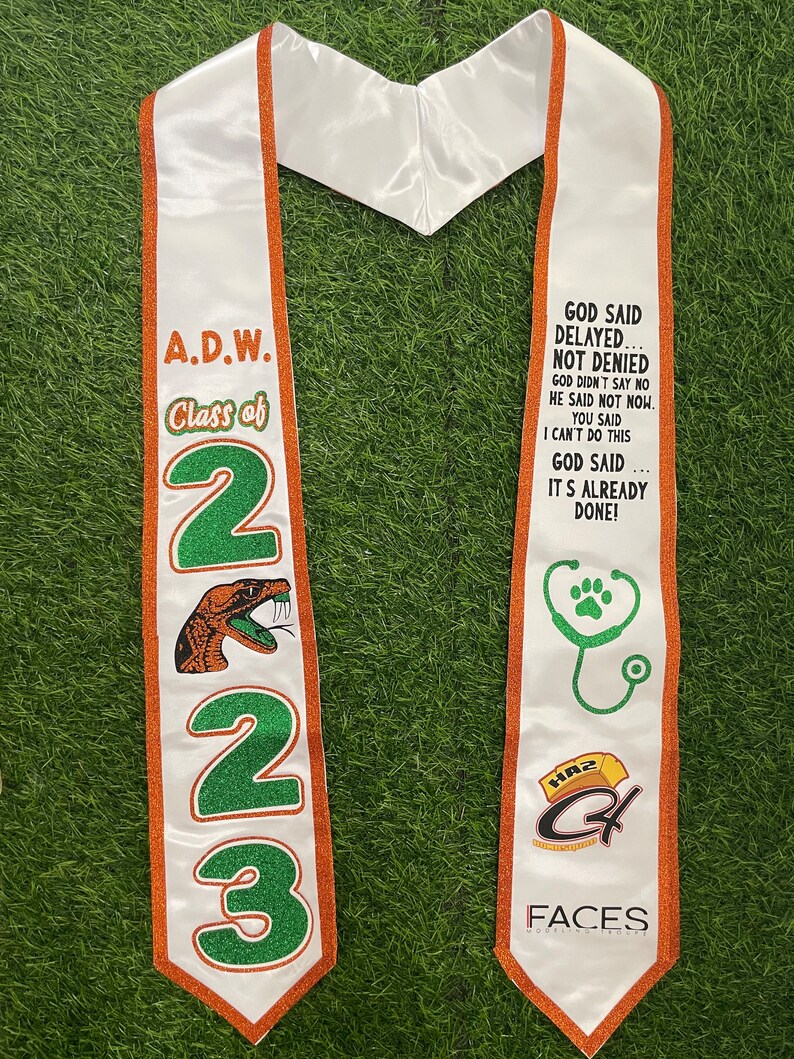 Custom Rhinestone Graduation Cap Topper and Custom Graduation Stole ...