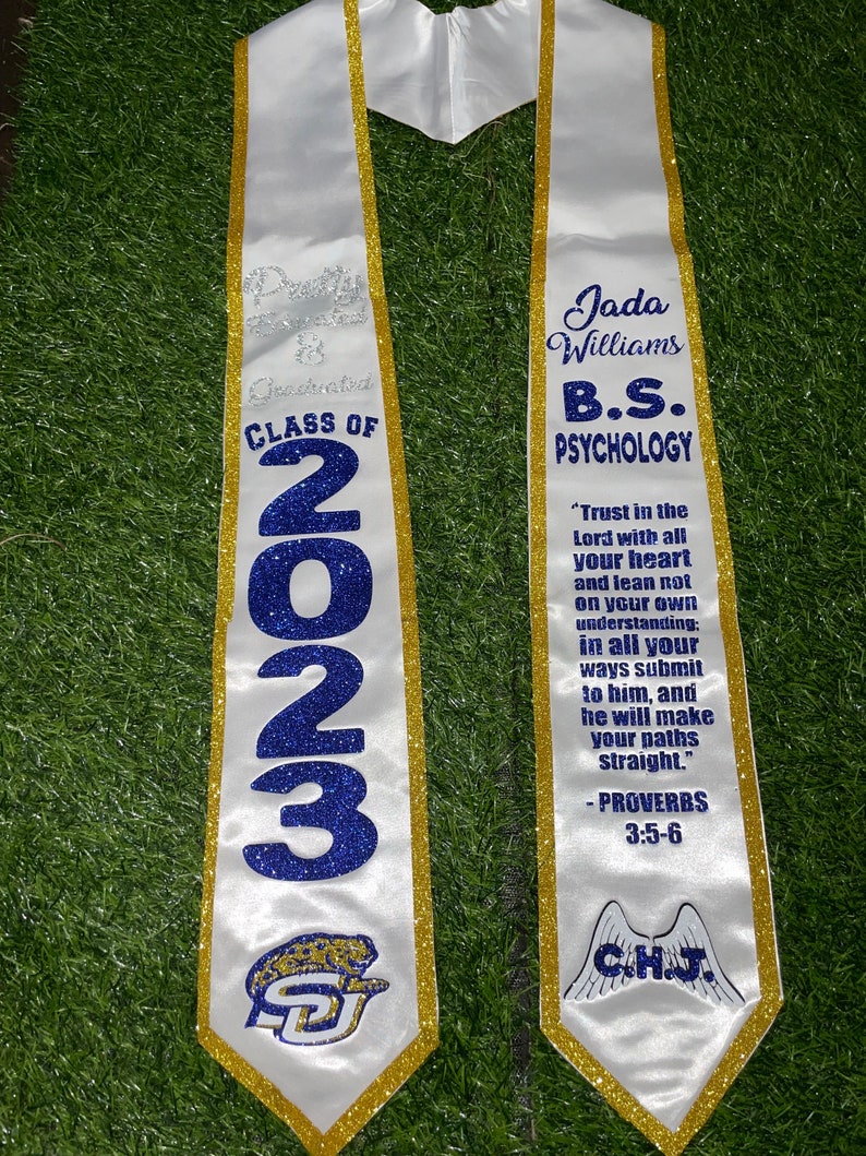 Custom Rhinestone Graduation Cap Topper and Custom Graduation Stole ...