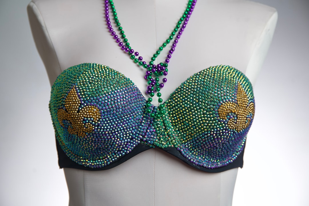 Mardi Gras Bra - Carnival Bra - Rhinestone Bra - Festival Wear - Etsy