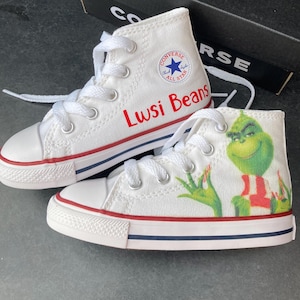 The Grinch Converse High Tops, Christmas Theme Shoes, Personalized With ...