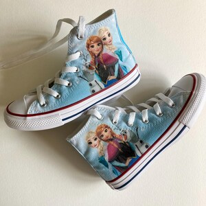 Custom Converse High Tops Featuring Elsa, Anna, and Olaf From Frozen ...