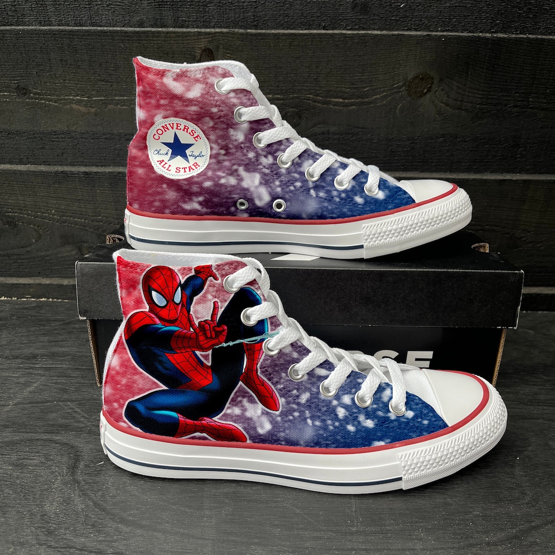 Spiderman Custom Converse High Tops, SPIDER-MAN Converse Sneakers - Etsy