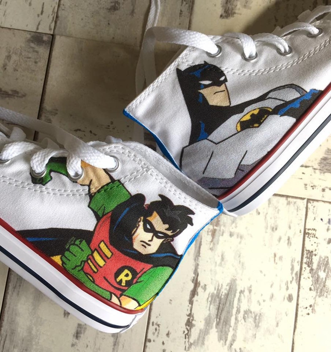 Kids Batman & Robin Converse High Tops, Batman Sneakers, Superhero Shoes - Etsy