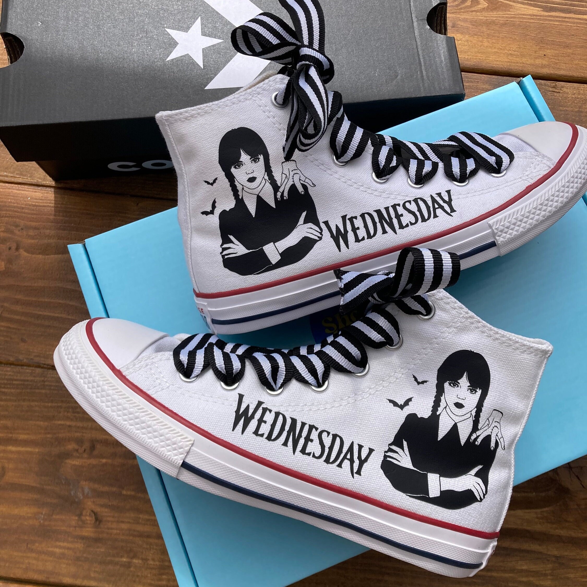 Wednesday Addams Custom Converse, Wednesday Converse, Wednesday Shoes ...