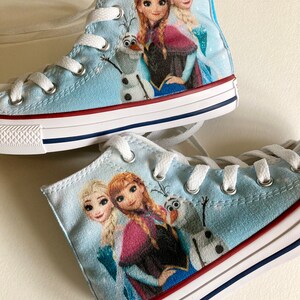 Custom Converse High Tops Featuring Elsa, Anna, and Olaf From Frozen ...