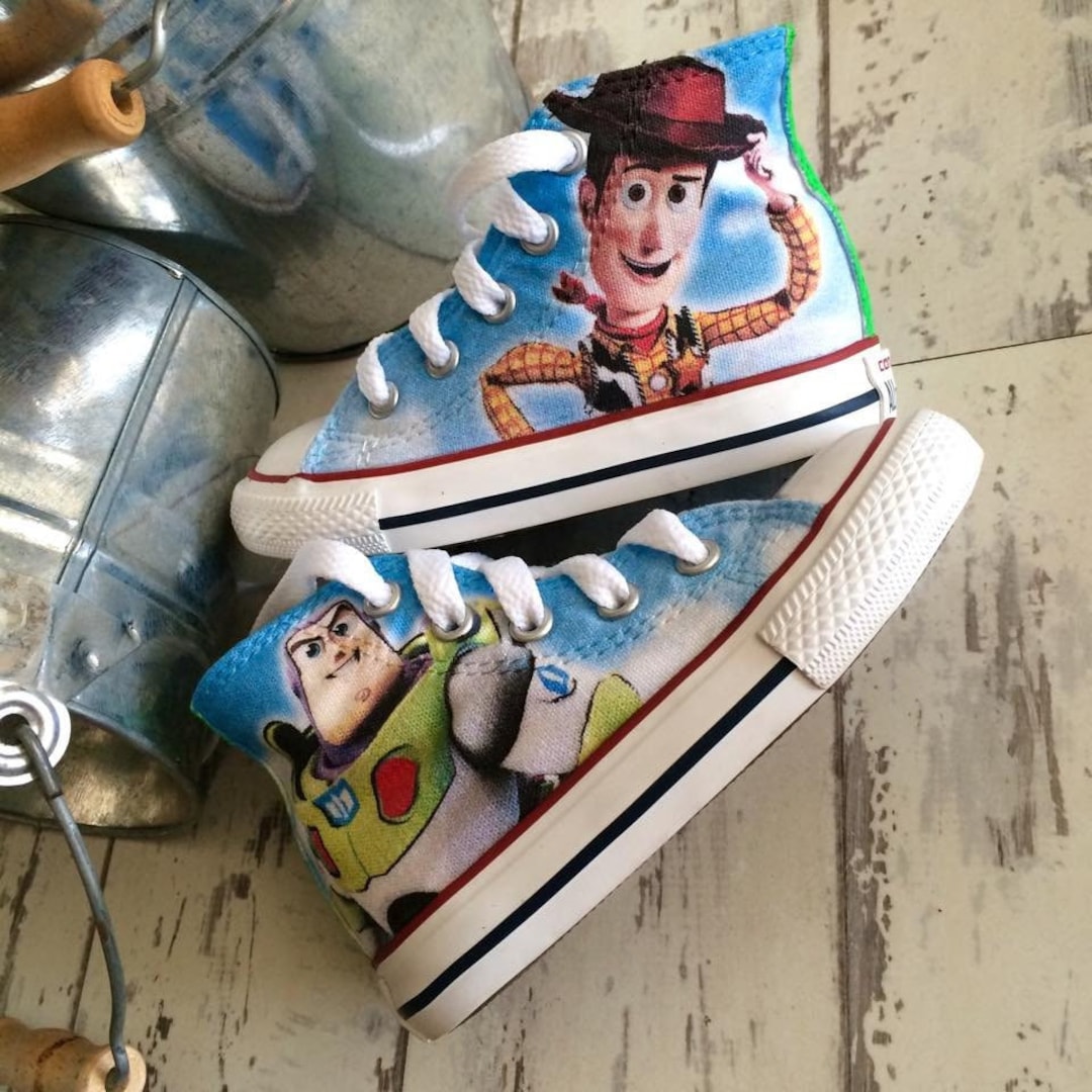 Kids Toy Story High Top Converse, Buzz and Woody Custom Shoes - Etsy