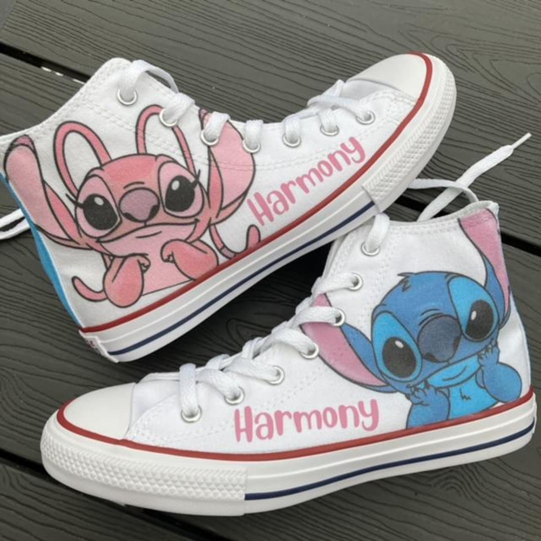 Stitch & Angel Converse High Tops, Lilo and Stich Shoes, Stitch ...