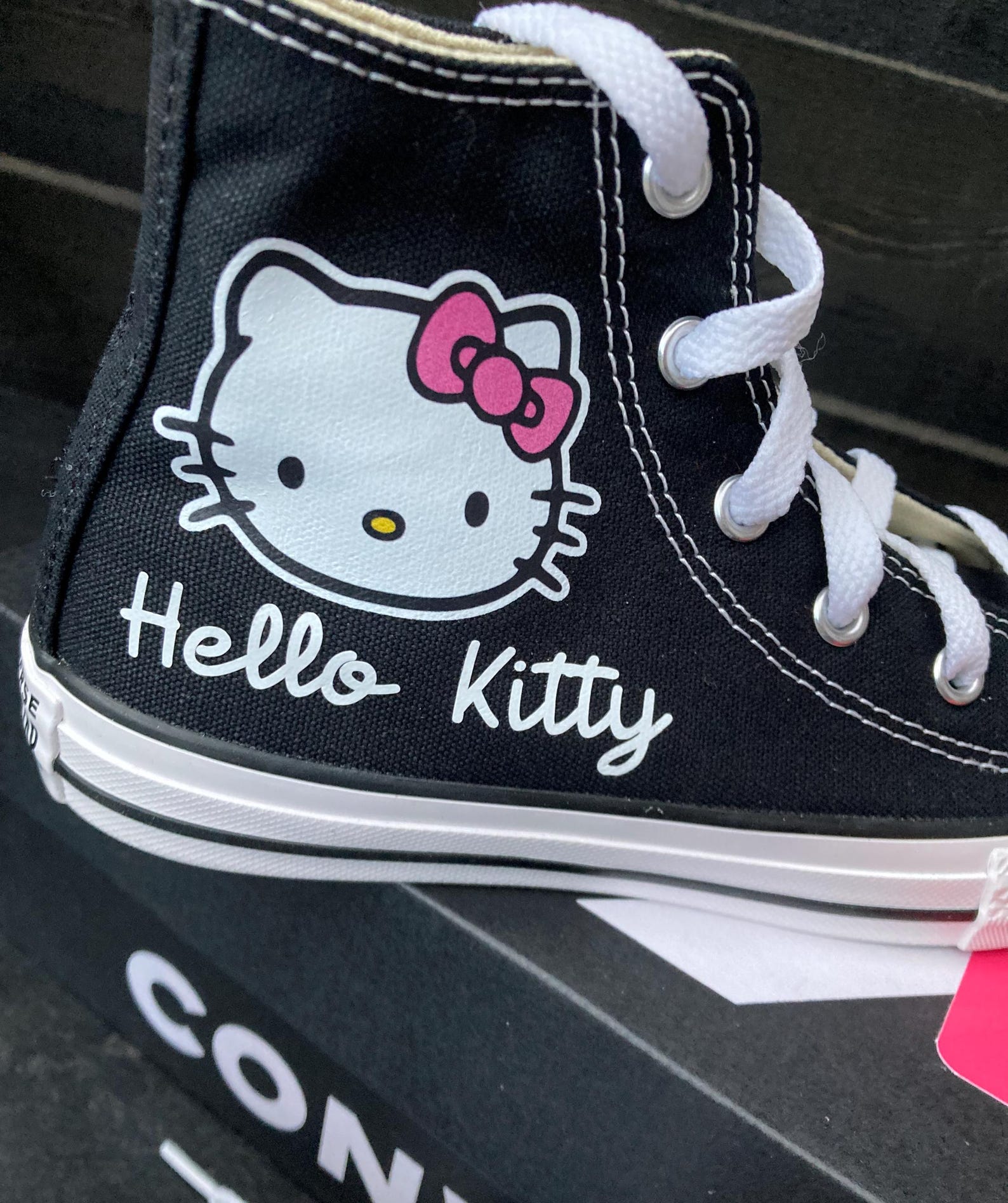 Black Converse With Cat and Whiskers, Hello Kitty Shoes, Perfect Gift ...