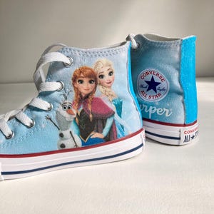 Custom Converse High Tops Featuring Elsa, Anna, and Olaf From Frozen ...