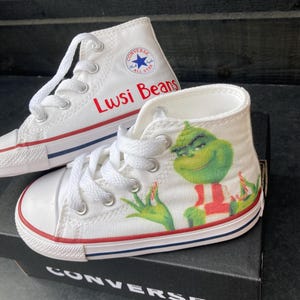 The Grinch Converse High Tops, Christmas Theme Shoes, Personalized With ...