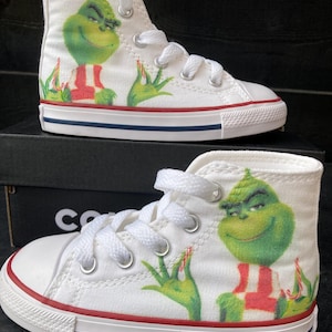 The Grinch Converse High Tops, Christmas Theme Shoes, Personalized With ...
