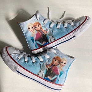Custom Converse High Tops Featuring Elsa, Anna, and Olaf From Frozen ...