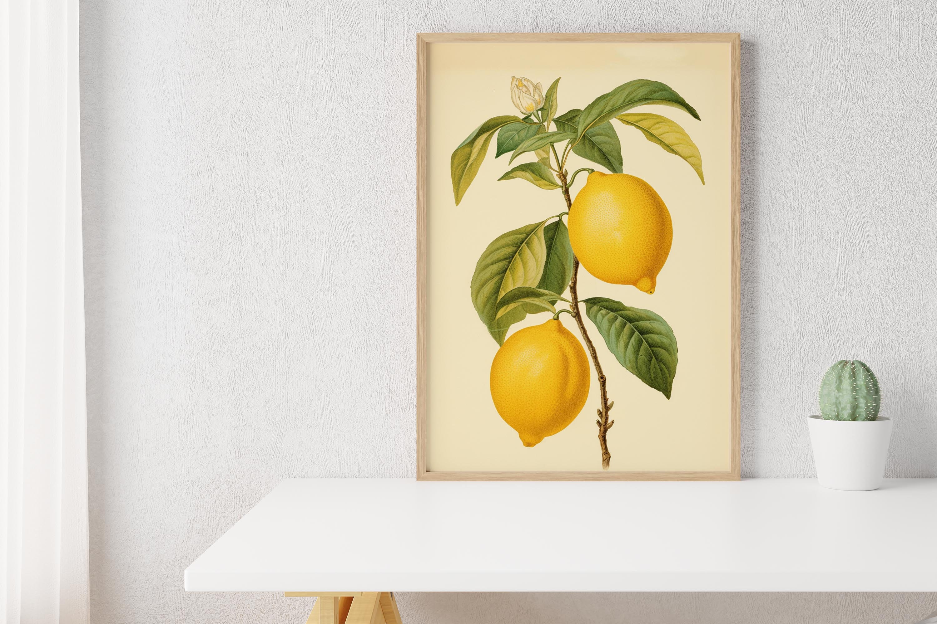 Vintage Lemon Tree Wall Art Kitchen Botanical Art Print Vegetarian Gift ...
