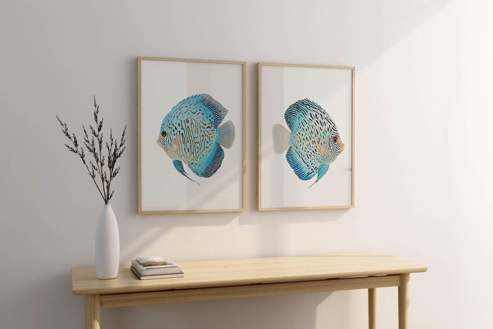 Blue Discus Fish Art Print Set: Watercolor Ocean Wall Decor - Etsy