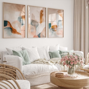 Abstract Neutral Earthy Tones Triptych Art | Set of 3 Art Print for ...